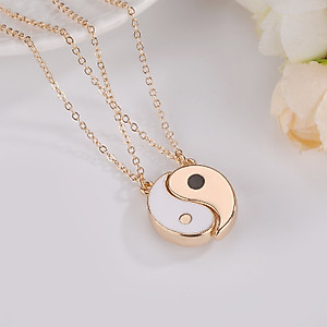 LUX ACCESSORIES Ying Yang Twins Emoji symbol BFF Pendent Friendship Necklaces Gift for Friends (Gold)