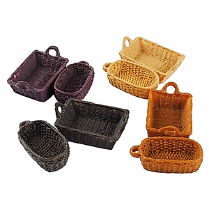 WFashion 8PCS 1/12 Mini Dollhouse Miniature Food Bread Basket Dollhouse Decoration Accessories…