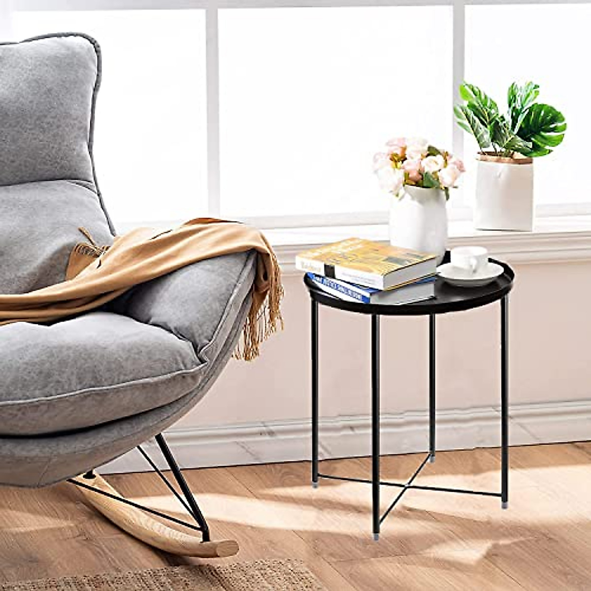 okugafit Outdoor Side Table, Patio Table, Small Outdoor Table for Patio Living Room Bedroom Balcony-Black