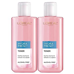 L'Oreal Paris Skincare HydraFresh Toner Face Toner, Alcohol Free Toner with Pro-Vitamin B5 for a Smoother, Brighter Complexion, 2 Count