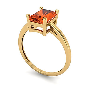 Clara Pucci 2.0 ct Emerald Cut Solitaire Red Simulated Diamond Engagement Bridal Promise Anniversary Ring 18K Yellow Gold Size 10