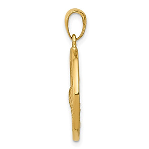 Jewelry Stores Network 14k Yellow Gold Whale Tail Extending Out of Ocean Waves Inside Round Dime Size Pendant 27 mm x 18 mm