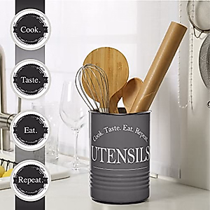 Bartnelli Large Kitchen Utensil Holder Organizer For Countertop, Farmhouse Storage Caddy With Stable Padded Base
