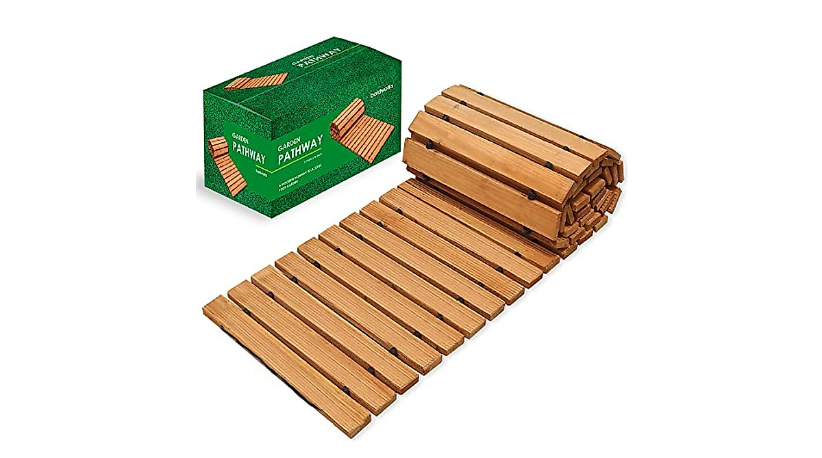 Outdoor Wooden Garden Pathway - Easy Roll-Out, Weather-Resistant