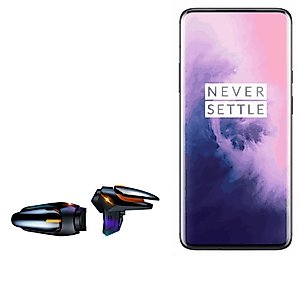BoxWave Gaming Gear Compatible with OnePlus 7 Pro 5G - Touchscreen QuickTrigger Auto, Trigger Buttons Autofire Gaming Mobile FPS - Jet Black