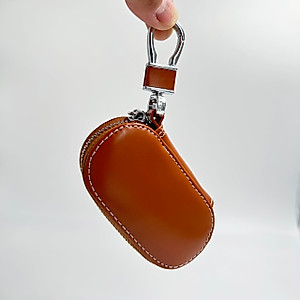 Acrecean Leather Car Key Case, Car Smart Key Chain Protector for Car Key Case Holder with Metal Hook, Car Remote Case with Zipper