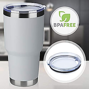 MEWAY 30oz Tumbler Double Wall Vacuum Insulated Travel Mug, Stainless Steel Tumbler with Lid, Durable Powder Coated Insulated Coffee Cup for Cold & Hot Drinks (White,1 PACK)