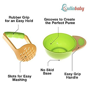 Baby Bowls Feeding Set with Baby Fork and Baby Spoons BPA Free | Toddler Bowls with Baby Food Masher | Suction Baby Bowl for Toddlers with Toddler Utensils |Baby Bowls with Suction | Baby Shower