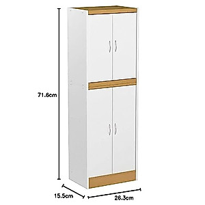 Hodedah 4 Door Kitchen Pantry with Four Shelves, White