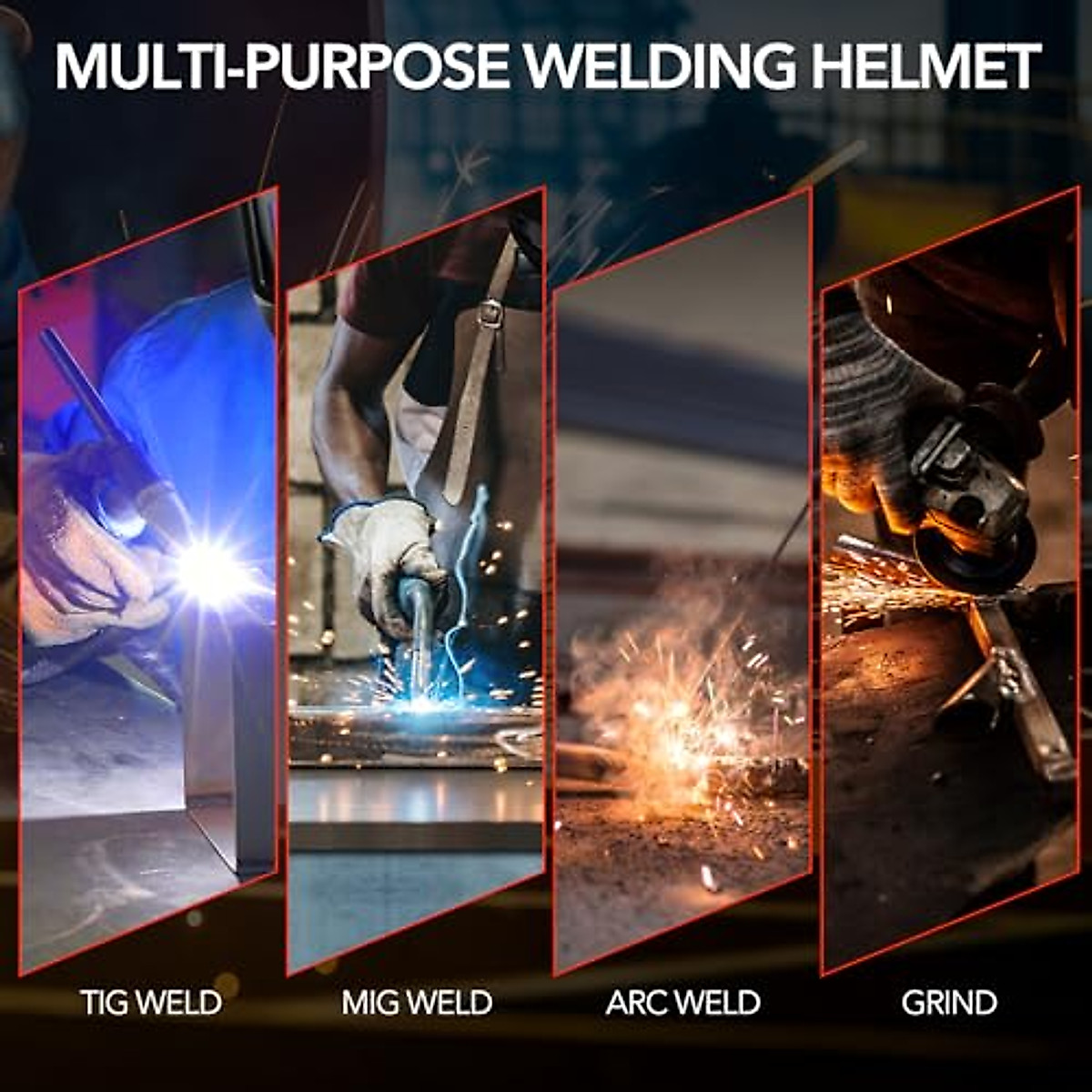 TRQWH Welding Helmets for Men Auto Darkening Welding Hood with LED Light True Color Solar Powered Welder Helmet Adjustable Wide Shade Range 4/9-13 Welder Mask for TIG MIG ARC Weld Plasma Cut Grinding