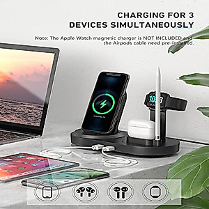 4 in 1 Wireless Charging Station, Getop Fast Charging Dock Stand with 2 USB Ports for Apple Watch, AirPods, Cell Phones, Wireless Charger Compatible with iPhone 12/11/11Pro/Xr/Xs/X/Max/8 Plus/Samsung