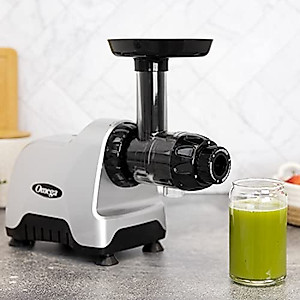 Omega CNC80S Cold Press Juicer Machine, Vegetable and Fruit Juice Extractor and Nutrition System, Triple-Stage Slow Masticating Juicer, 200 W, Silver