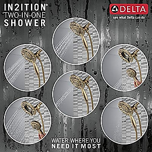 Delta Faucet Arvo 14 Series Single-Handle Shower Faucet, Shower Trim Kit with 4-Spray In2ition 2-in-1 Dual Hand Held Shower Head with Hose, Champagne Bronze 142840-CZ-I (Valve Included)