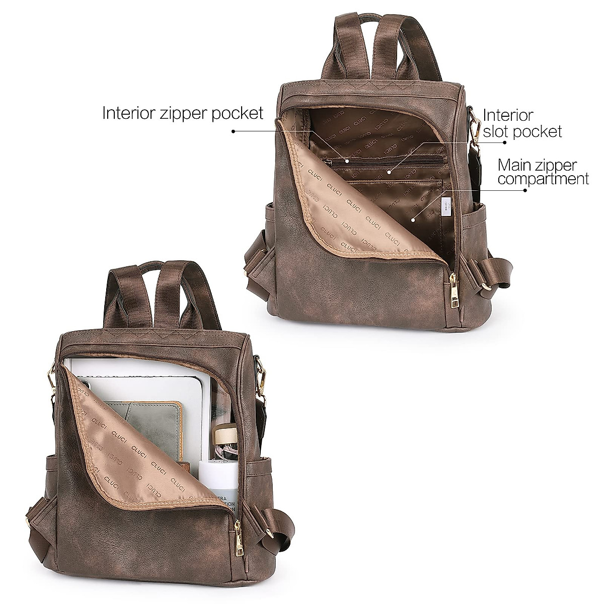 CLUCI Women Backpack Bundle with Women Wallet