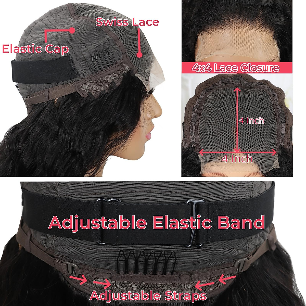 Deep Wave Lace Front Wigs Human Hair for Black Women Curly Human Hair Wig Wet Wavy Wear and Go Glueless Wigs Pre Plucked Bleached Knots Brazilian Virgin Wig with Baby Hair Natural Color 18 Inch