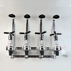 4 Bottle Liquor Dispenser, Wall Mounted Spirit Drinks Stand Optic, Spring-Loaded Wine Dispenser Stand Drinking Pourer Bottle Holder