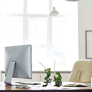 Funny Frog Figurines Garden Statue: Fishing Frog Ornament 2pcs Animal Collectible Figurines Sculpture for Bonsai Yard Table Desk Decor