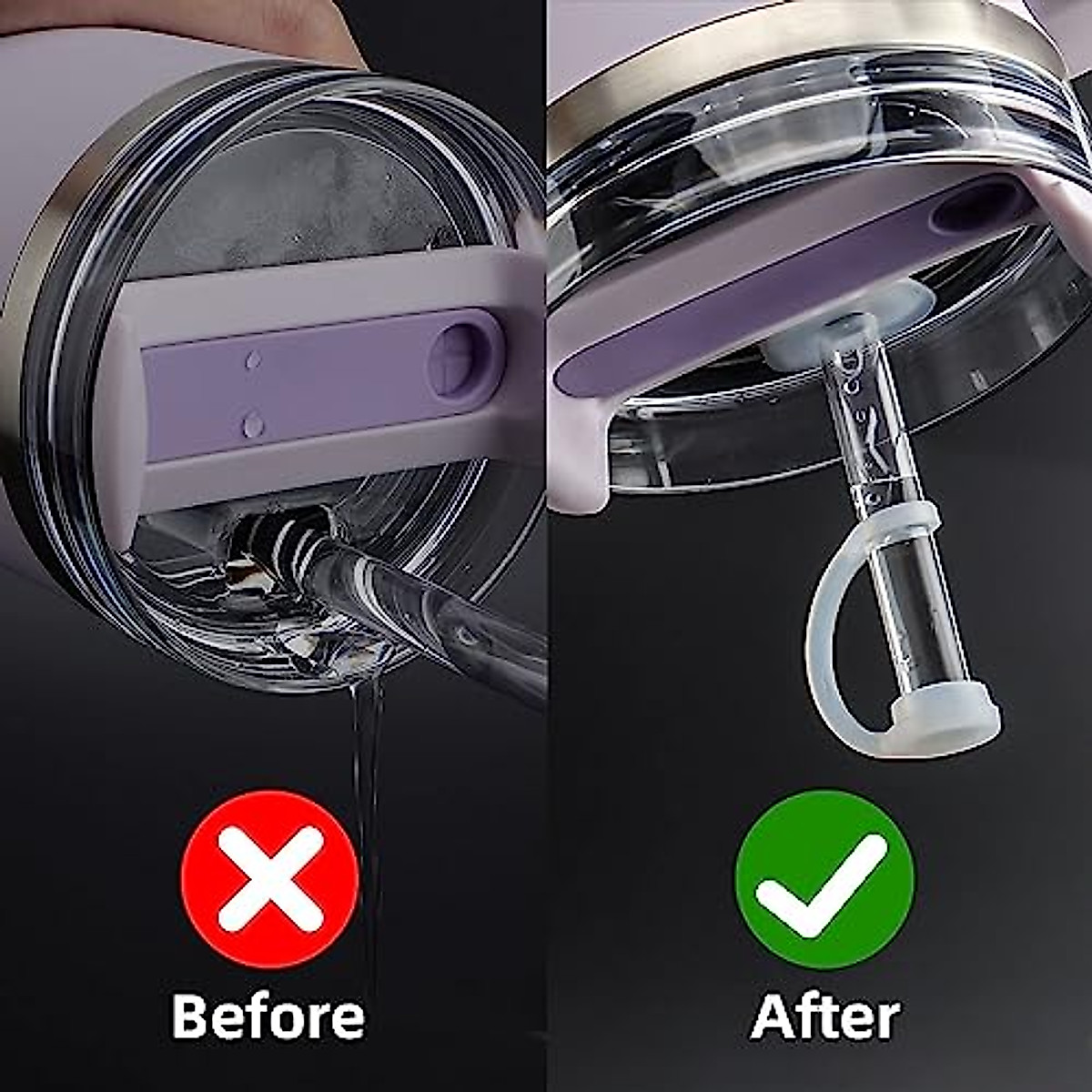 2 Sets Silicone Spill Stopper for Stanley 40/30 oz Quencher H2.0&1.0 Tumbler with Handle including 2 Straw Cover Sets 2 Round Leak Stoppers 2 Square Spill Stoppers for Stanley Cup Accessories