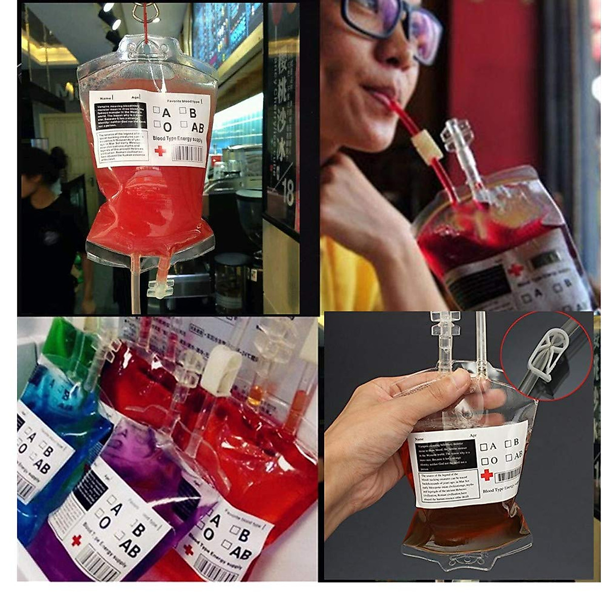 Aweilan Polyvinyl Chloride (PVC) Blood Bag for Drink IV Bags, Halloween Party Cups Drink Container, Drink Pouches Gag Gift,Doctor Nursing/RN Graduation Zombie Vampire Party Supplies(Pack of 20)