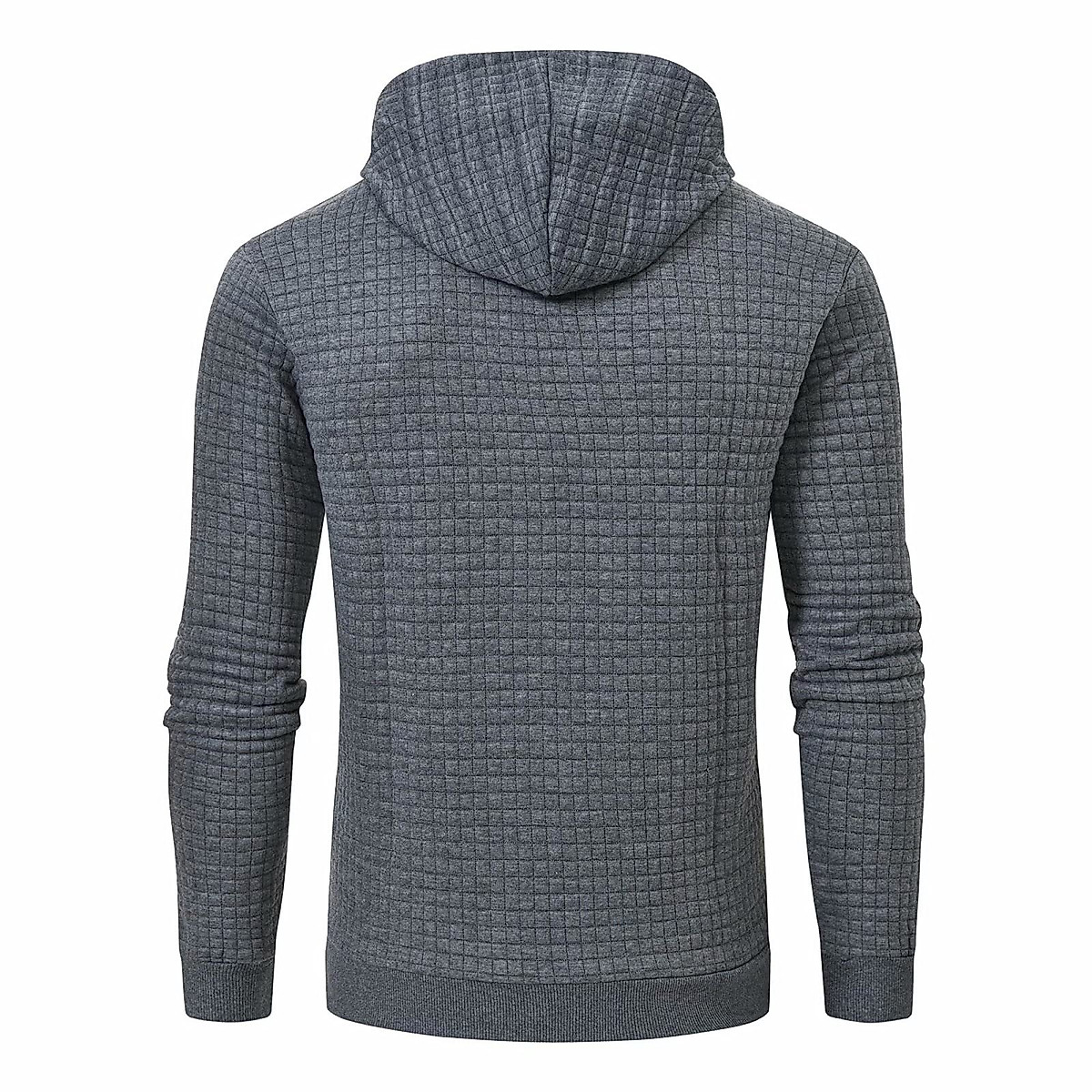 Yundobop Men's Pullover Hoodies Plaid Jacquard Long Sleeve Drawstring Hipster Casual Hooded Sweatshirts with Kanga Pockets Grey L