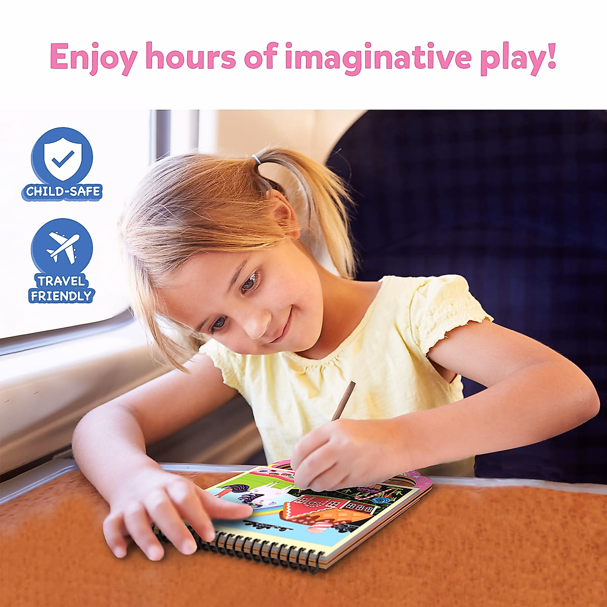 Skillmatics Scratch Art Book for Kids - Unicorns & Princesses, Craft Kits & Supplies, 30+ Scratch Stickers, Travel Toys, DIY Kit, Gifts for Girls & Boys Ages 3, 4, 5, 6, 7, 8