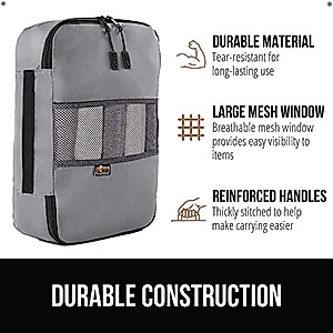 Gorilla Grip Laundry Basket and 3 Piece Packing Cubes, Laundry Basket Size 82L, Easy Carry Handles, Space Saving Travel Bags for Carry On in Multiple Sizes, Mesh Zipper, Both in Gray, 2 Item Bundle