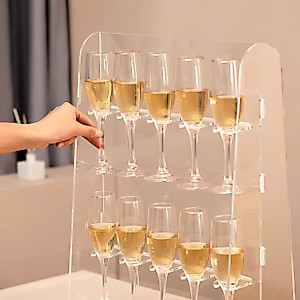 Champagne Wall Holder For Party, Acrylic Champagne Tower Stand, Wine Glass Holder Display, Champagne Stand. Mimosa Tower, Champagne Wall Stand For Party, Prosecco Champagne Holder - 10 GLASSES.