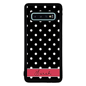 Polka Dot Black White Red Personalized Black Rubber Phone Case Compatible With Samsung Galaxy S23 S23+ Ultra S22 S22+ S21 S21FE S21+ S20FE S20+ S20 Note 20 S10 S10+ S10e