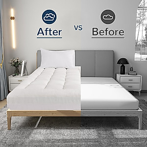 Dual Layer 3 Inch Memory Foam Mattress Topper Ultra Soft and Breathable Queen Mattress Topper, Mattress Topper with Pillow Cases(6080)