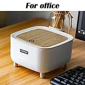 URALFA Mini Countertop Trash can，Mini Desktop Wastebasket with Lid，Tiny Garbage Can for Office,Bathroom Vanity, Desktop, Tabletop or Coffee Table,0.5 Gallon White Square Wastebasket