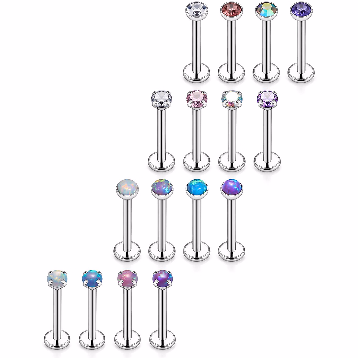 Jenxnjsjo Lip Rings Cartilage Earring 16g 6/8/10mm Medusa Monroe Ashley Labret Surgical Steel Flat Back Tragus Helix Conch Piercing Jewelry Earrings for Women Men