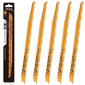 TOLESA CR-V 12 Inch Reciprocating Saw Blades 5 TPI (5 Pack), Wood Pruning Sawzall Blades for Tree Trimming Cutting