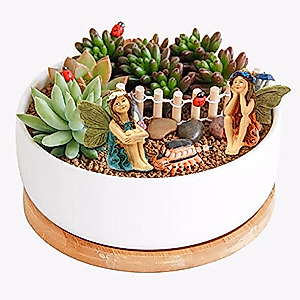 SisBroo Fairy Garden Accessories Outdoor Indoor, 6pcs Miniature Fairies Figurines for Pot Plants and Mini Garden Lawn Decorations