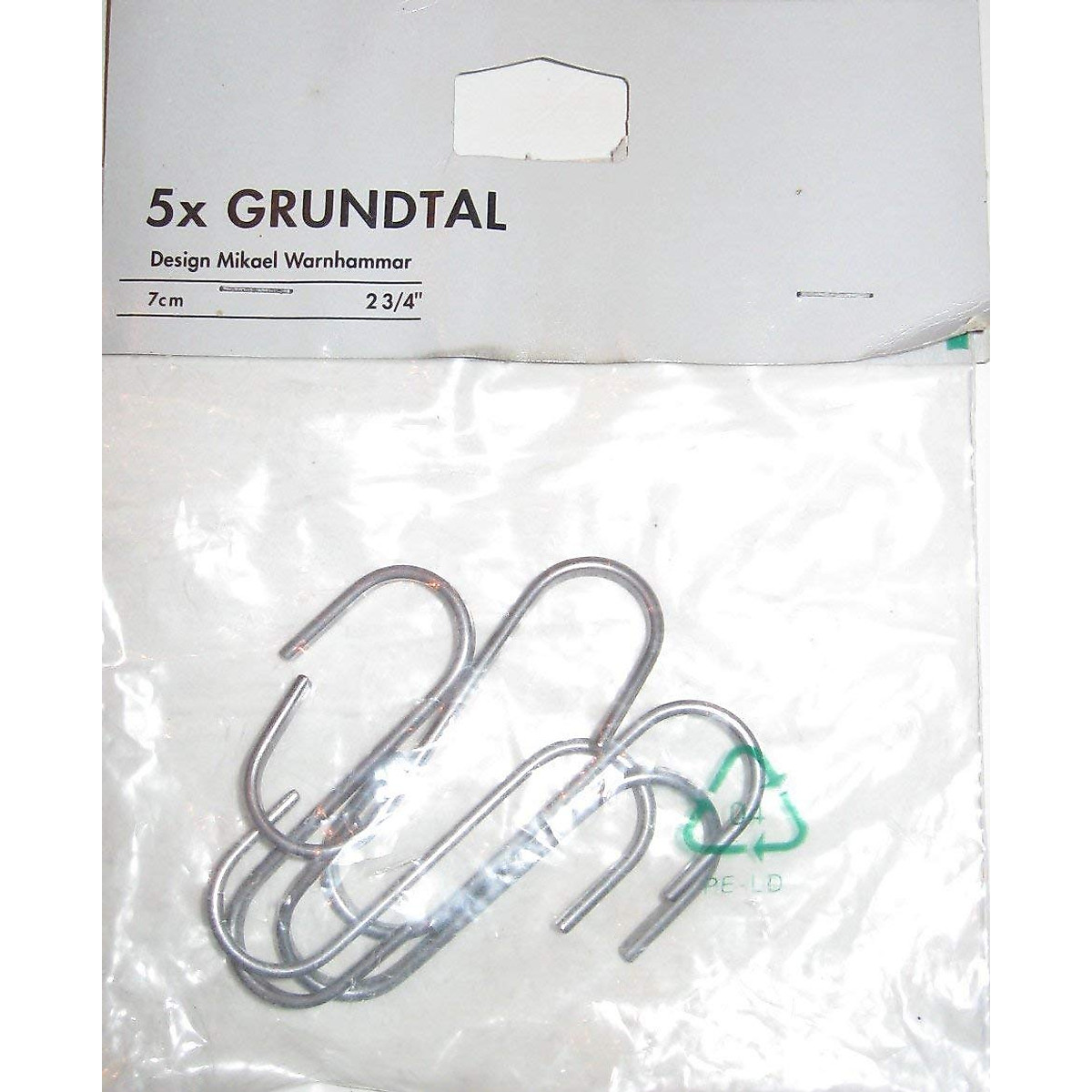 Ikea Grundtal 5 pc S Hook Hangers - 2.75"