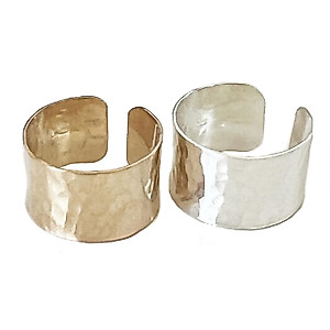 TOE RINGS & THINGS | Super Wide Band Toe Ring in Sterling or Gold Fill | Adjustable 10mm | Unisex (Sterling Silver)