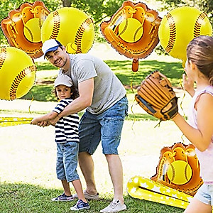 18 Pcs Softball Foil Balloons Softball Party Decorations 18 Inch Ball 20 Inch Glove 30 Inch Bat Balloons Sports Theme Softball Party Favors Softball Birthday Party Supplies for Gifts Props