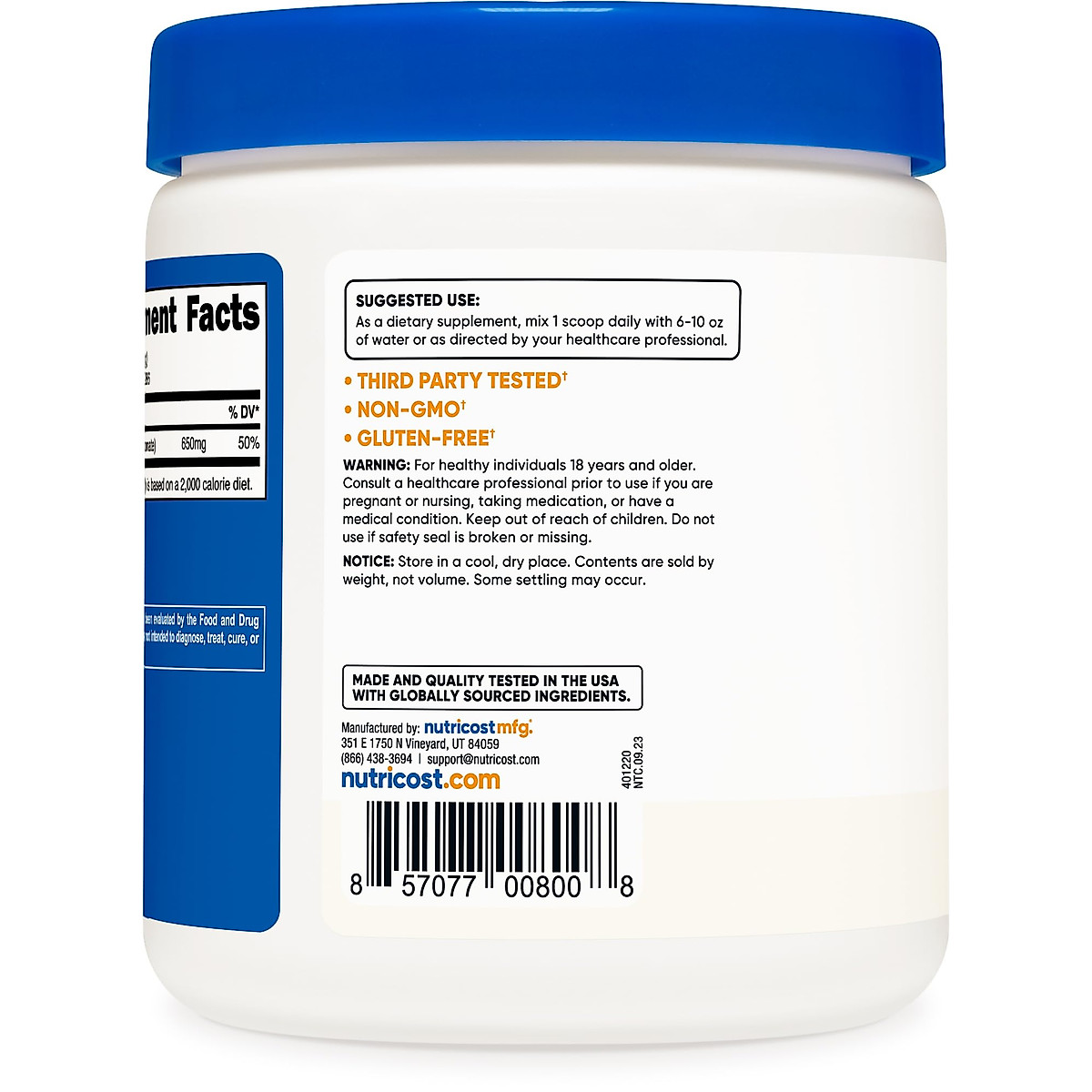 Nutricost Calcium Carbonate Powder 500 Grams