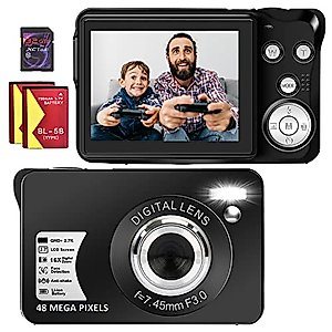 Digital Camera, 30MP 1080P Portable Point and Shoot Camera with SD Card, 2.7" TFT Screen Blogging Camera 8X Digital Zoom Slim Pocket Camera