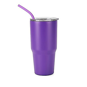 makerflo 30 oz Purple Powder Coated Tumbler Pack of 1 with Upgrad Handle Option, Includes a Sliding Splash & Leak Proof Lid, Ideal for Craft, Personalization (Laser Engraving, UV DTF, Epoxy, Vinyl)