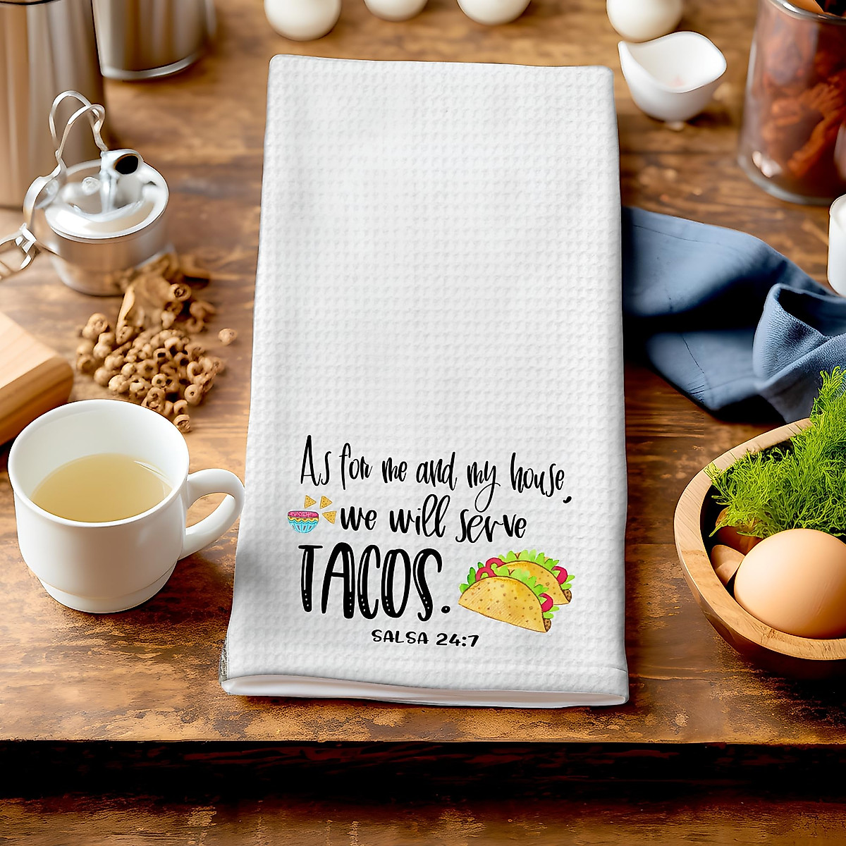 As for me and My House, We will Serve Tacos Microfiber Kitchen Towel