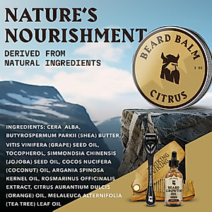 Striking Viking Beard Balm for Men - Citrus Scented Beard Styling Balm (2 oz) - Made With Argan & Jojoba Beard Oils - Style, Strengthen & Soften Beards - Leave In Beard Cream for Men