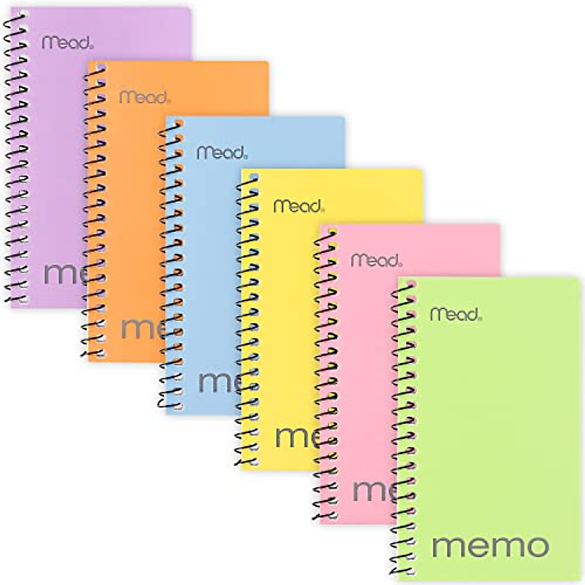 Mead Small Notebook, 12 Pack of Small Spiral Notebook, 3x5 " College Ruled Memo Book Wirebound 60 Sheets, Pastel Colors of Mini pocket memo pad in Bulk pack