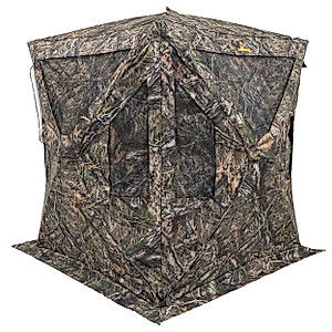 Browning Evade Tent Hunting Blind Featuring 180 Degree Windows with Shoot Through Mesh and Silent Open, Silent Magnetic Door System, and Brush Loops, Mossy Oak Country DNA