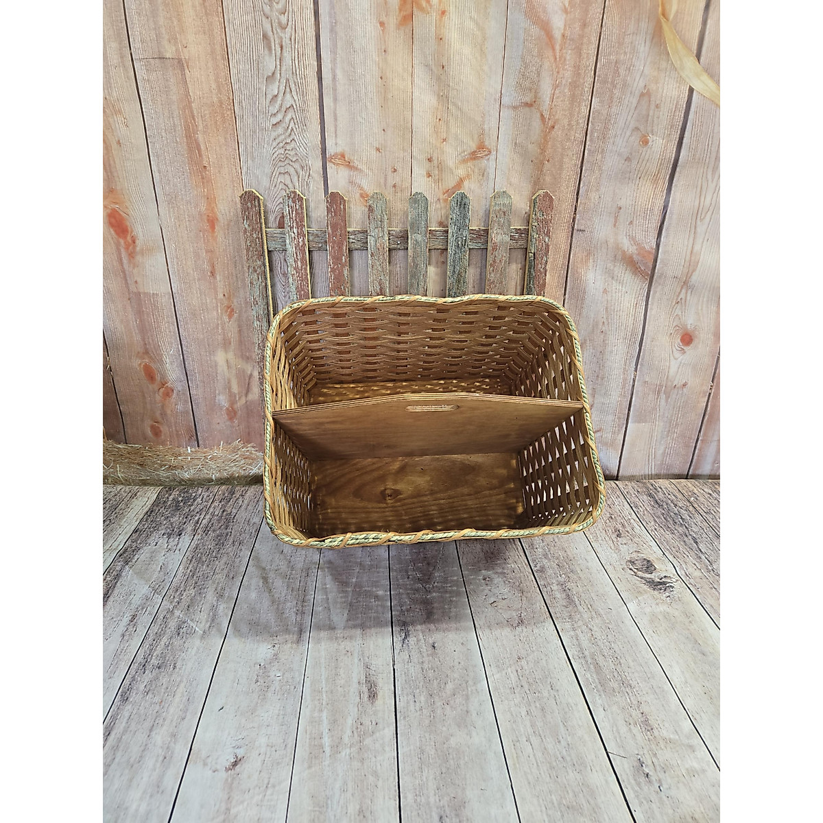 Amish Handmade Magazine Basket with Solid Wood Handled Divider, Will Look Great in Any Office Waiting Area