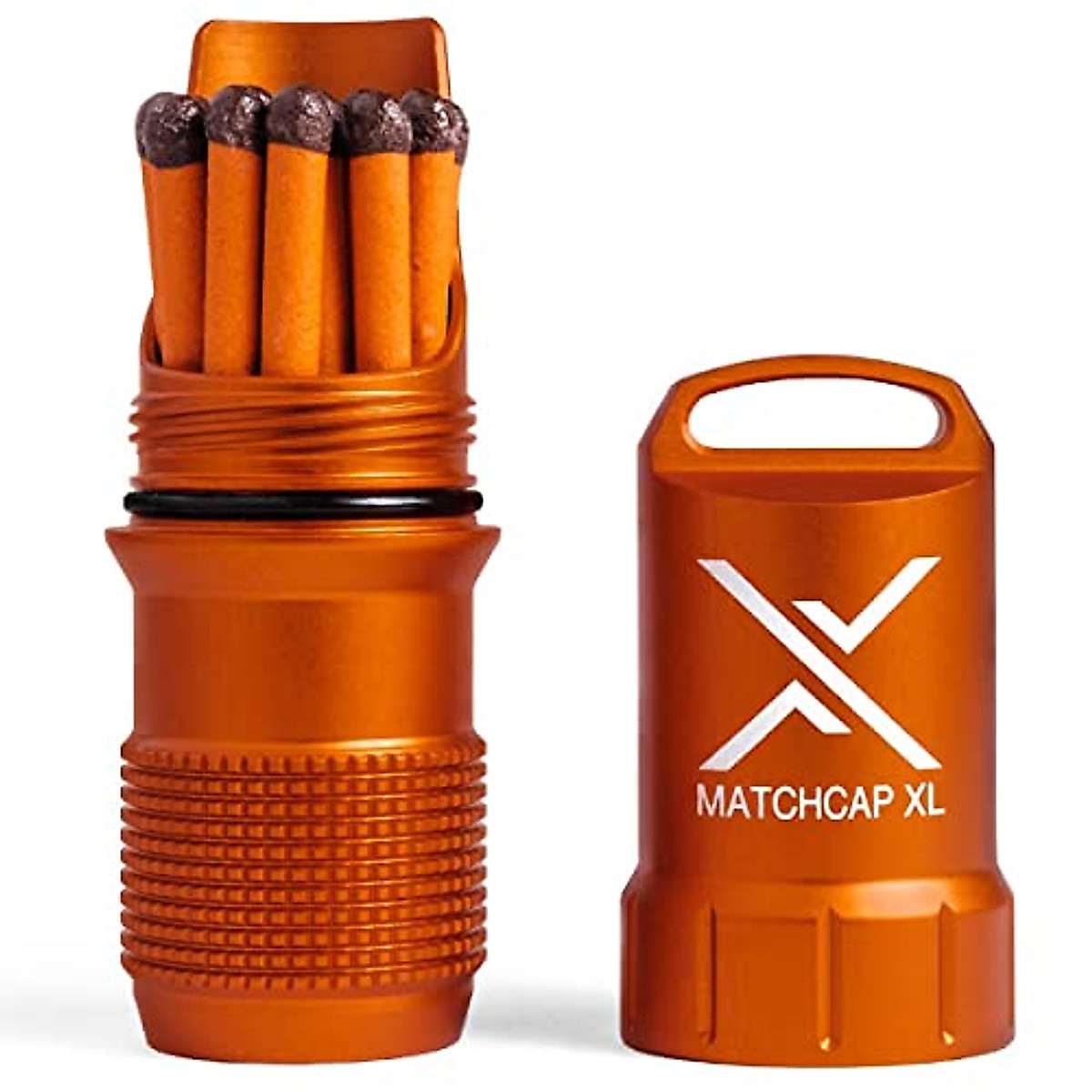 EXOTAC - MATCHCAP XL Waterproof Camping Match Kit Holder with Integrated Striker (Blaze Orange)
