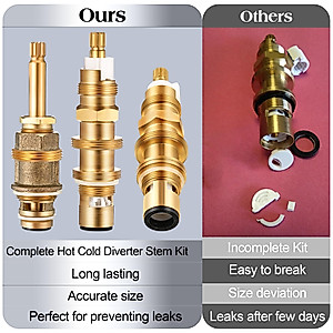 Dreyoo Ceramic Disc Cartridge Replacement for 910-030, Diverter Stem Replacement for 910-022, Shower Valve Faucet Cartridge Compatible with Price/Pfister, Hot Cold Diverter, Brass Construction