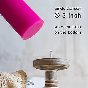 MOZEAL 3" x 4" Hand-Poured Unscented Pink Pillar Candles,Dripless Candles Set of 3,Smokeless,Clean Burning,Approx 60 Hours Burn Time,Wedding,Dinner,Christmas,Spring and Home Decor（3 Inch Width Series）