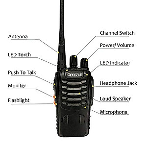 Greaval Walkie Talkies 10 Pack Rechargeable Two-Way Radios with Earpiece 16 Channel UHF Radio for Adults, Li-ion Battery and Charger Included, Long Range Two Way Radio (Pack of 10)