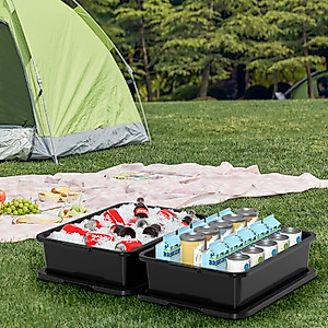 DynkoNA 3 Pack 13 L Plastic Commercial Bus Box, Restaurant Bus Tub with Lid, Black