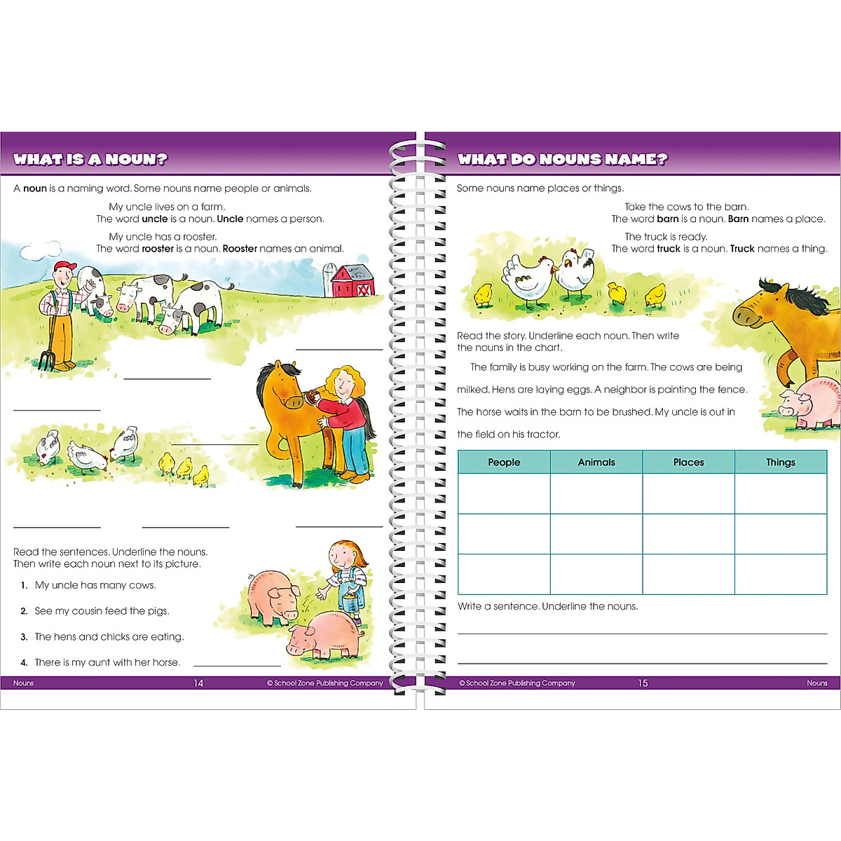 School Zone - Big Second Grade Workbook - 320 Spiral Pages, Ages 7 to 8, 2nd Grade, Word Problems, Reading Comprehension, Phonics, Math, Science, and More (Big Spiral Bound Workbooks)